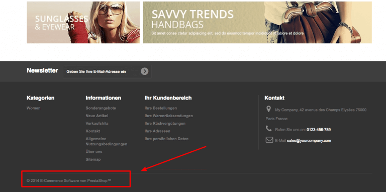Copyright Prestashop im Footer anpassen - einfache Tipps von SpreeWebdesign.de